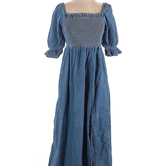 GAP | Dresses | Cottagecore Blue Smocked Maxi Dress Whimsy Denim Old ...